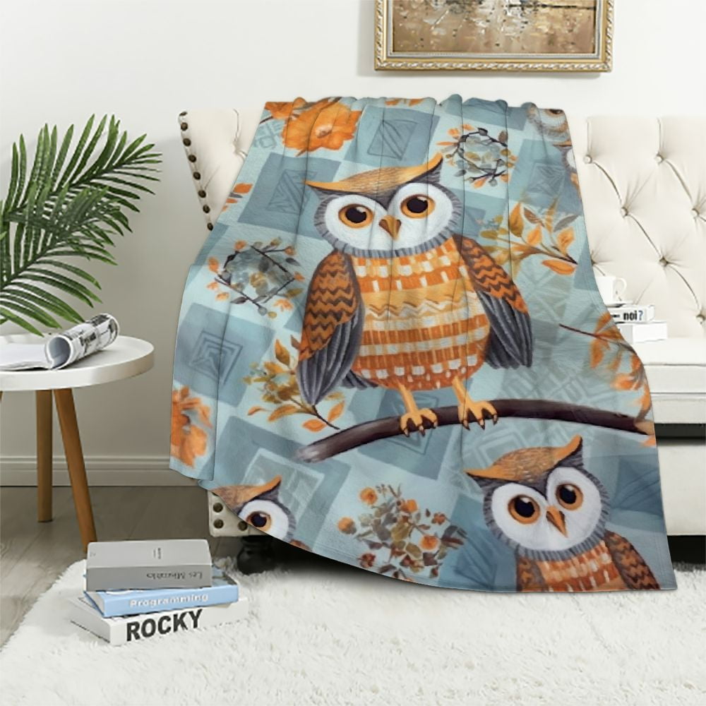 JEUXUS Cute Owl Blanket Gifts for Kids,Plush Owls Throw,Soft Flannel ...