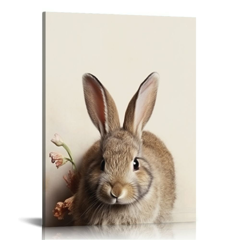 JEUXUS Cute Rabbit Wall Art Cute Animal Artwork Nursery Bunny Picture ...