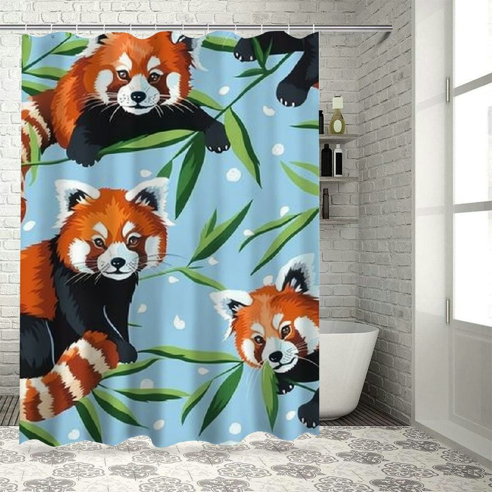 JEUXUS Cute Red Panda Shower Curtain, Multiple Sizes White - Walmart.com