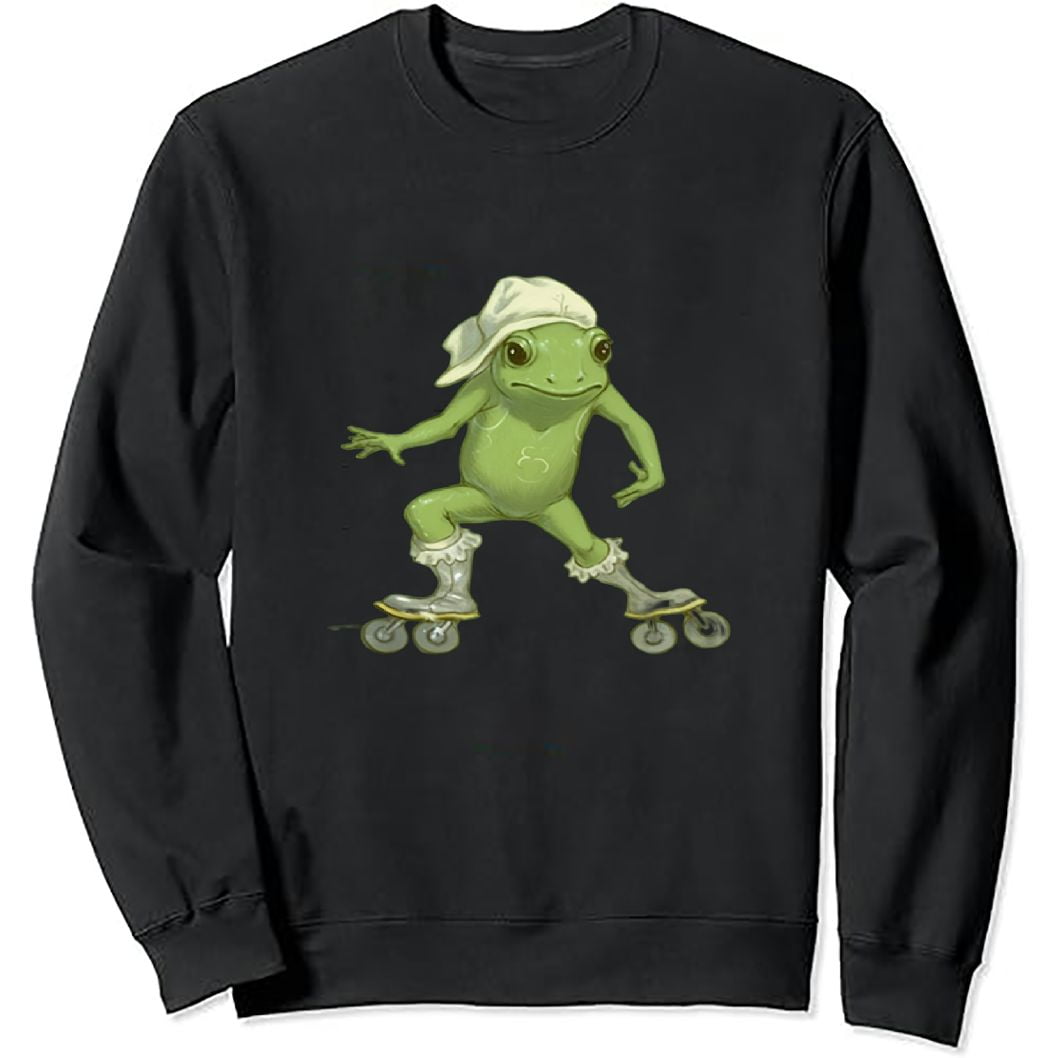 JEUXUS Cute Roller Skating Frog Graphic for Women Kawaii Aesthetic ...
