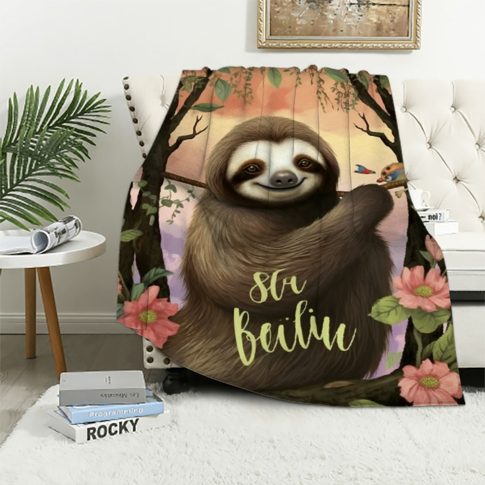 JEUXUS Cute Sloth Blanket Throw Blanket Flannel Blanket Sloth Gifts for ...