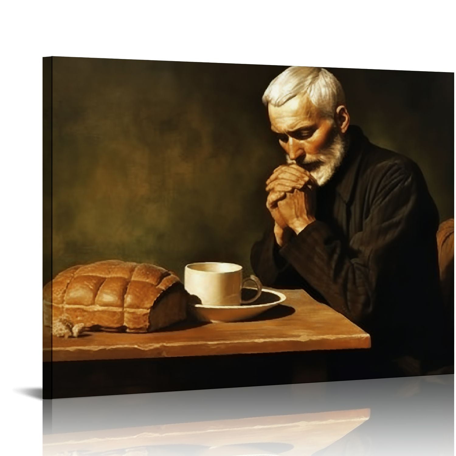 JEUXUS Daily Bread Man Praying At Dinner Table Grace Religious Wall ...