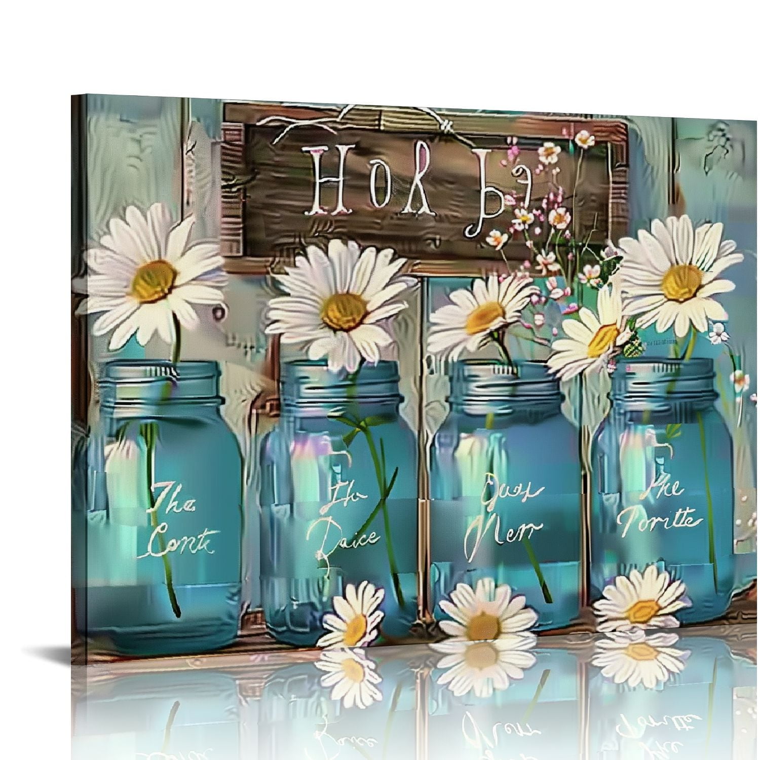 JEUXUS Daisy Wall Art Christian Bible Verses Wall Decor Blue Daisy ...