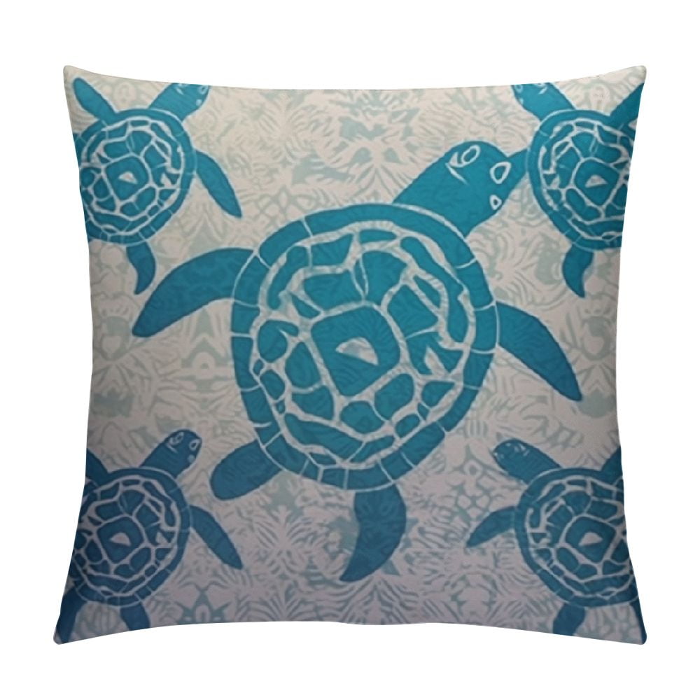 JEUXUS Decorative Pillow Cover, Lumbar Sea Turtle Pillow Cover Modern ...