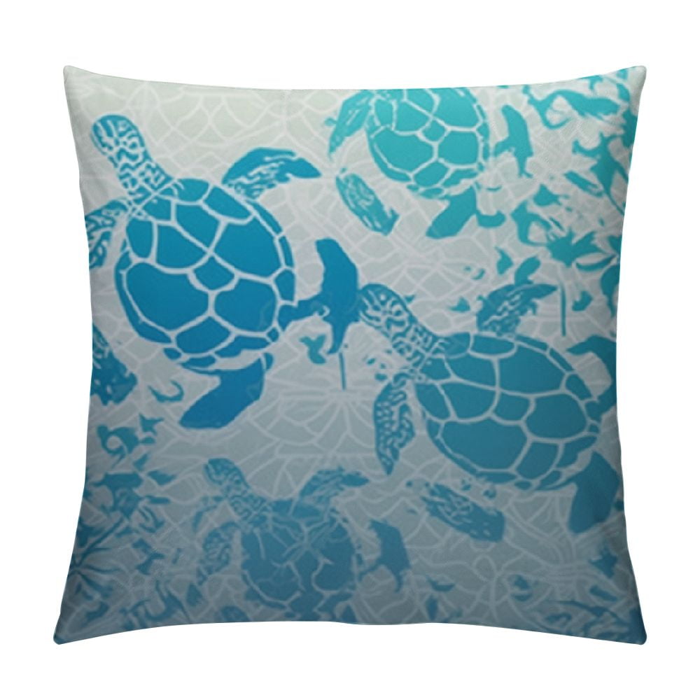 JEUXUS Decorative Pillow Cover, Lumbar Sea Turtle Pillow Cover Modern ...
