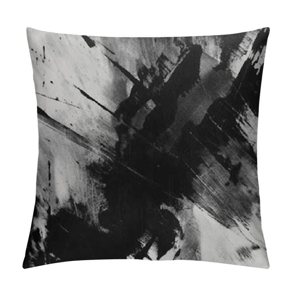 JEUXUS Decorative Throw Pillow Covers Black White Painted Dirty Texture ...