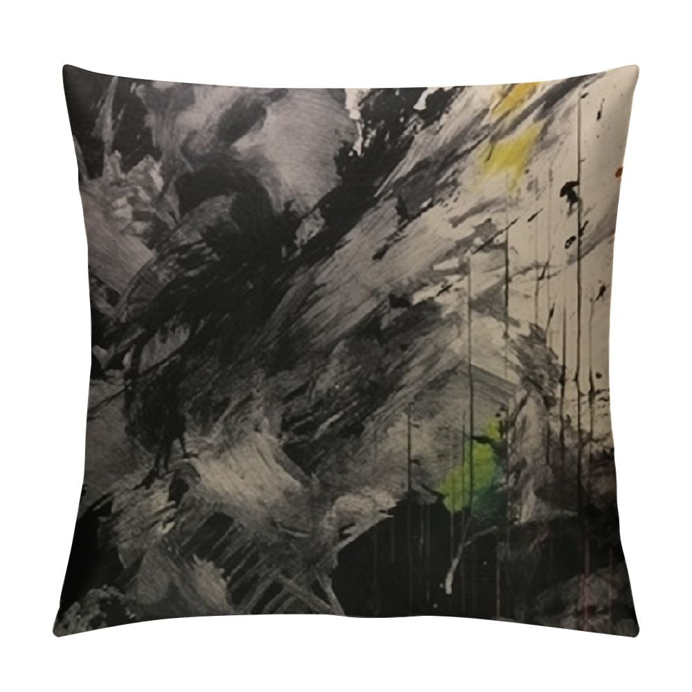 JEUXUS Decorative Throw Pillow Covers for Couch Black White Painted ...