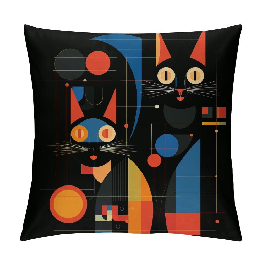 JEUXUS Decorative Throw Pillow Covers for Couch, Retro Funny Cat Set ...