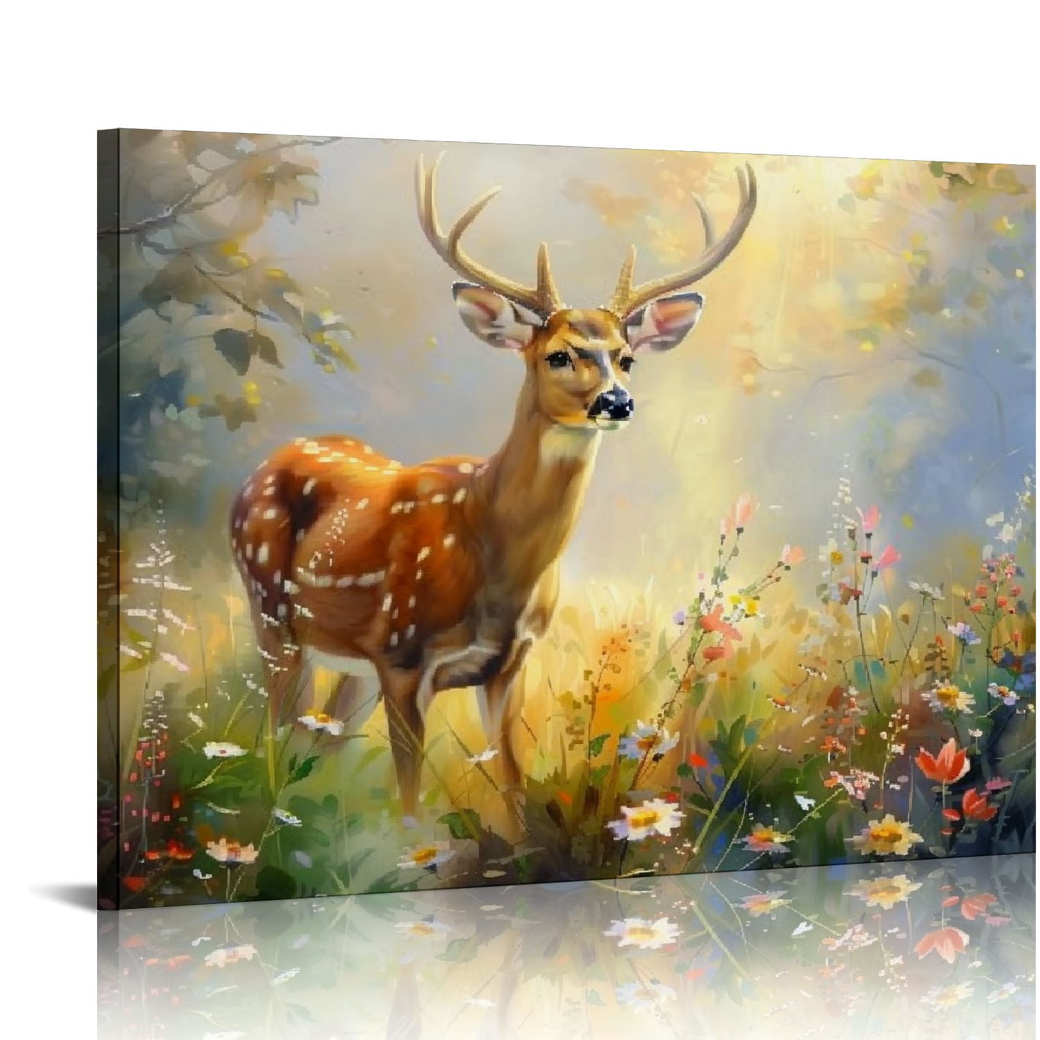 JEUXUS Deer Wall Art Decor for Living Room Wildlife Animals Pictures ...