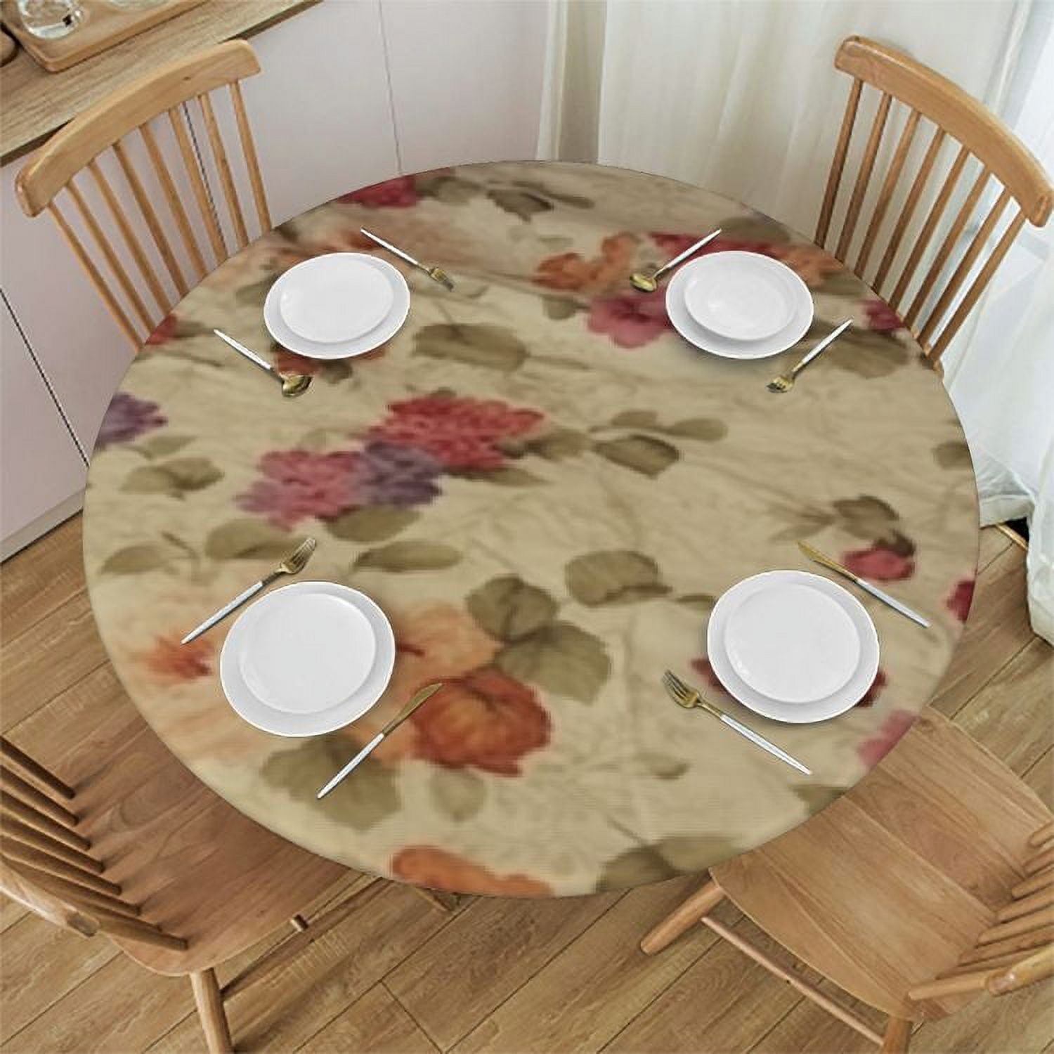 JEUXUS Deluxe Elastic Edged Flannel Backed Fitted Table Cover - Antique ...