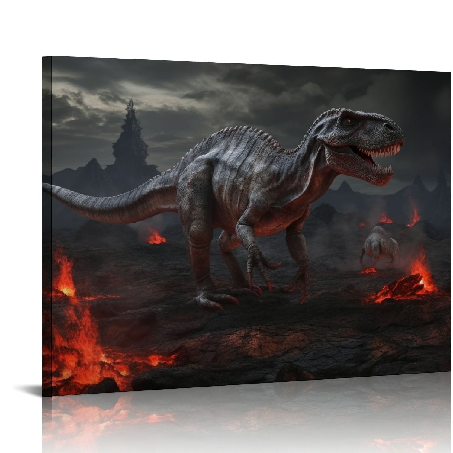 JEUXUS Dinosaur Extinct Magma Hanging Picture Canvas Wall Art Framed ...