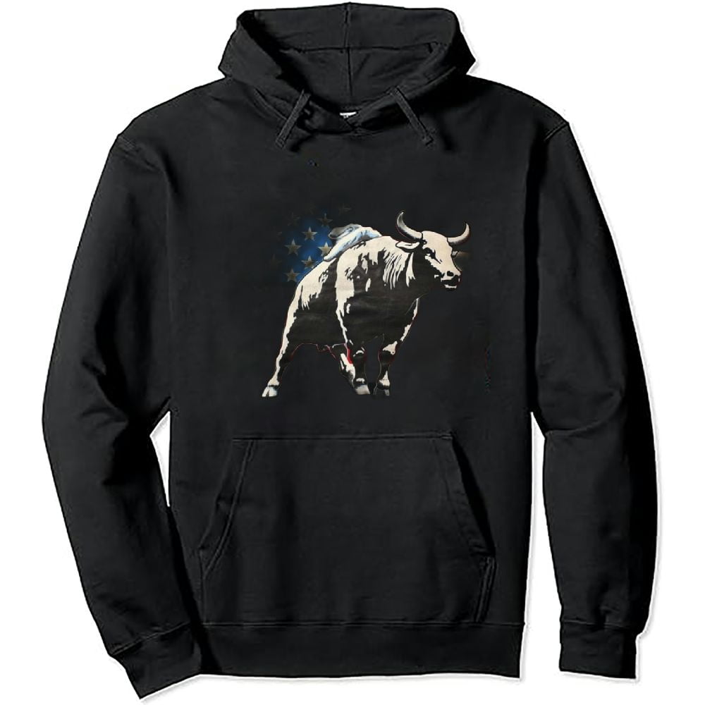 JEUXUS Distressed Bull Riding Hoodie American Flag Rodeo Shirt ...