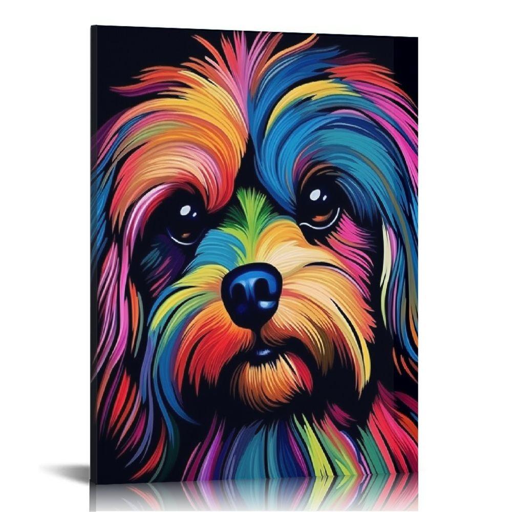 JEUXUS Dog Canvas Print Shih Tzu Hanging Wall Art Funny Pet Oil ...