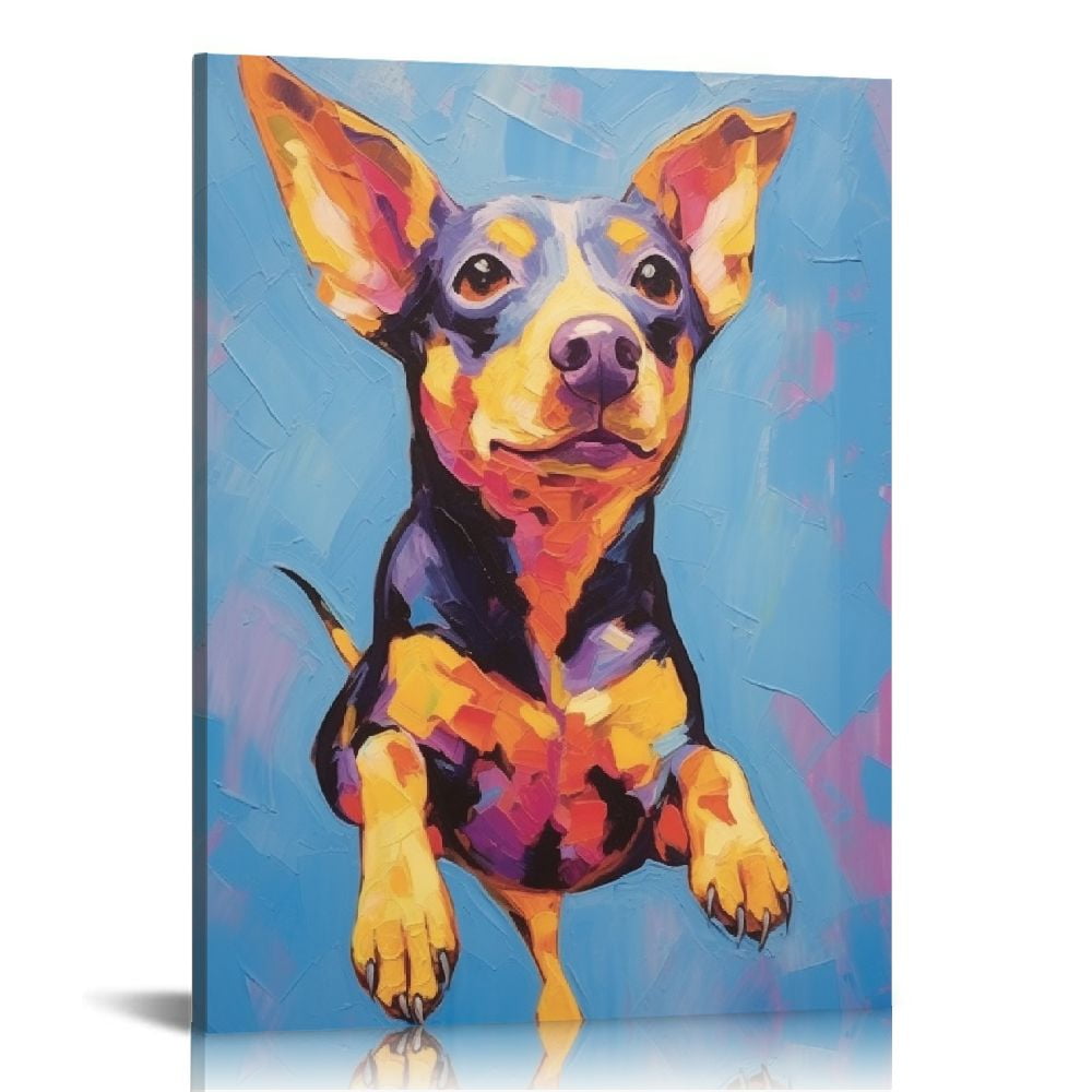 JEUXUS Dog Wall Art Animal Oil Painting On Canvas Poster Dog Cubism ...