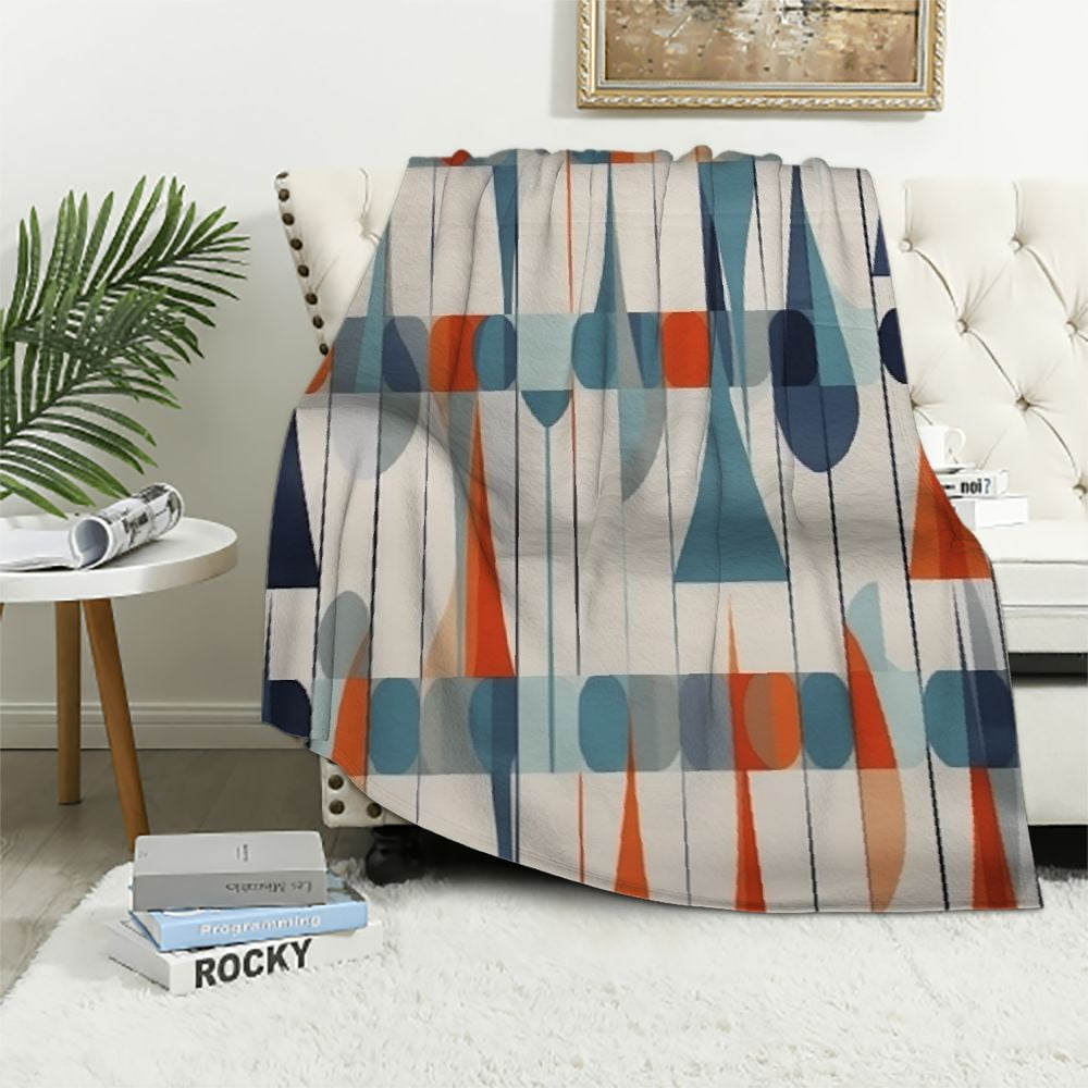 JEUXUS Drop Shapes Throw Blanket Mid-Century Modern Style Drop Shapes ...