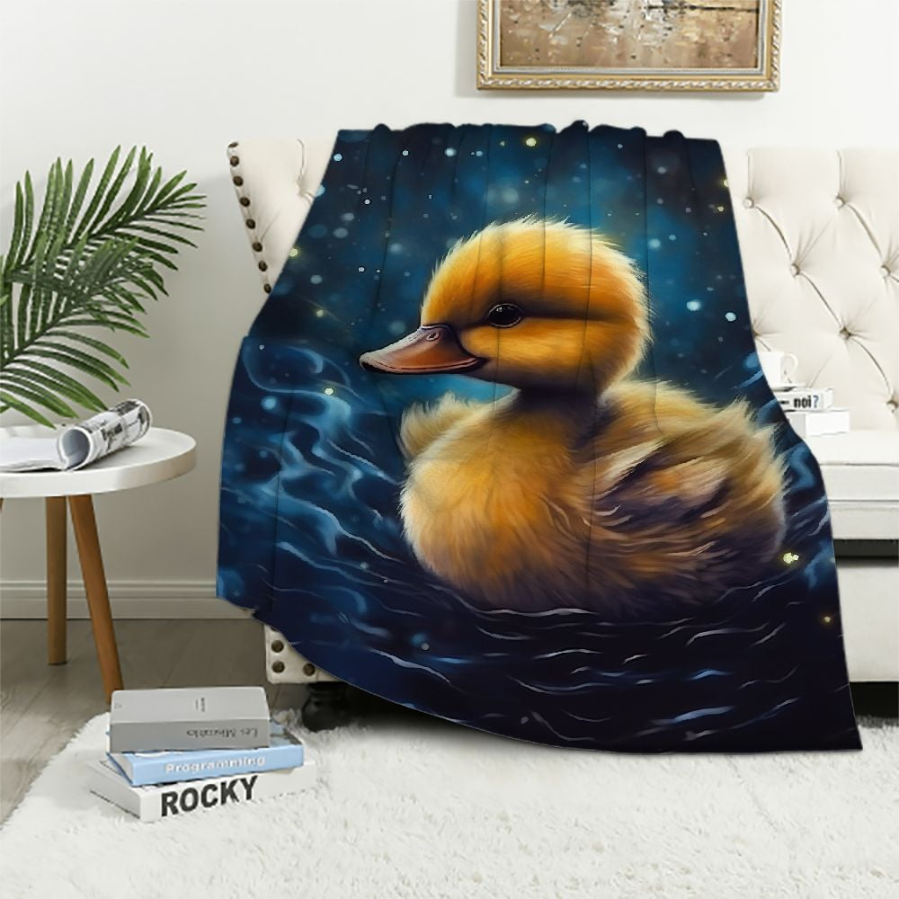 JEUXUS Duck Blanket, Cute Yellow Duck Swim on Magic Starry Sky Space ...