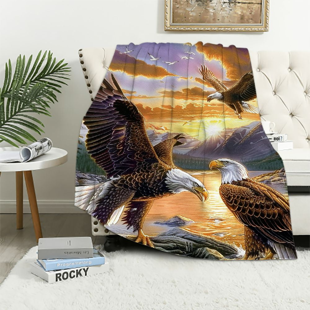 JEUXUS Eagle Blanket for Bed, Throw Blanket for Women, Men and Kids ...