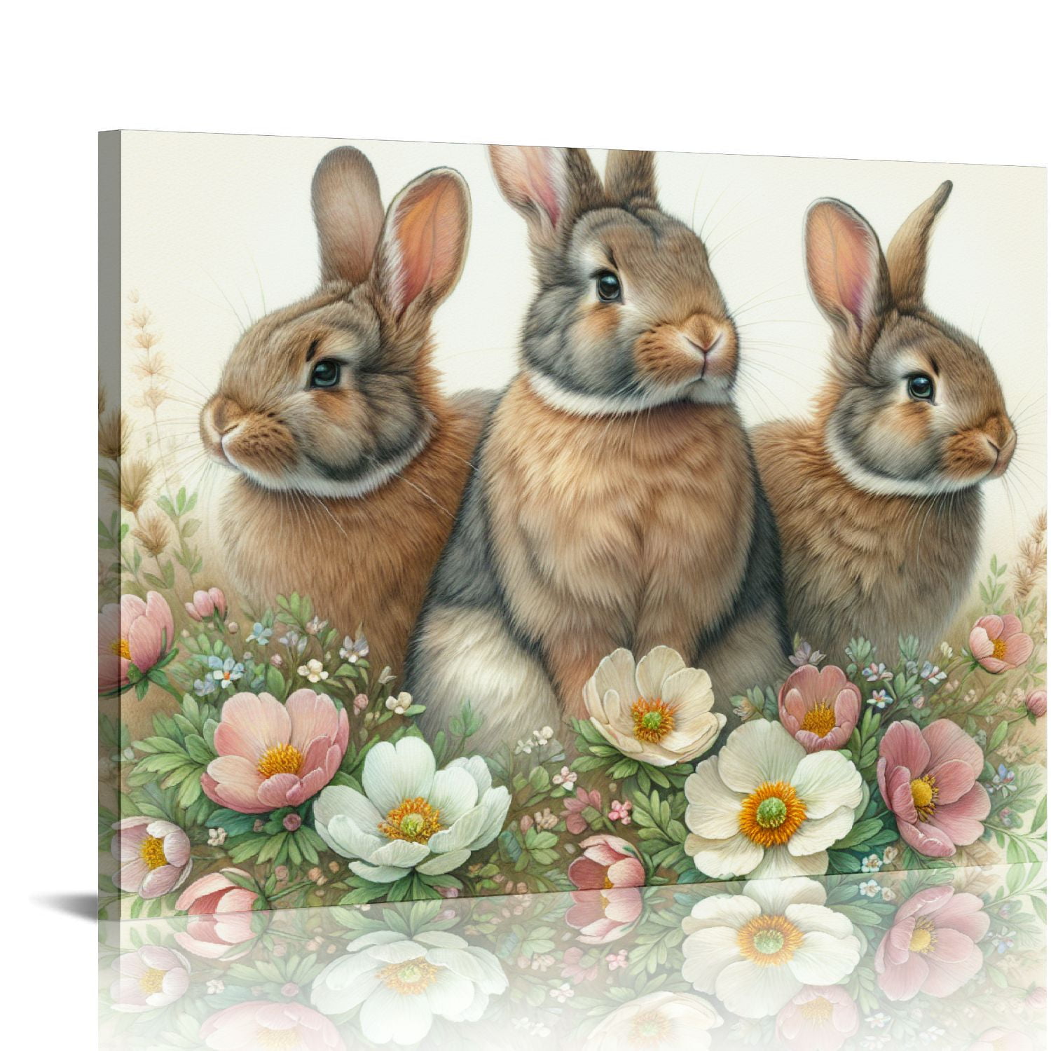 JEUXUS Easter Canvas Wall Art, Easter Bunny Prints Wall Decor, Spring ...
