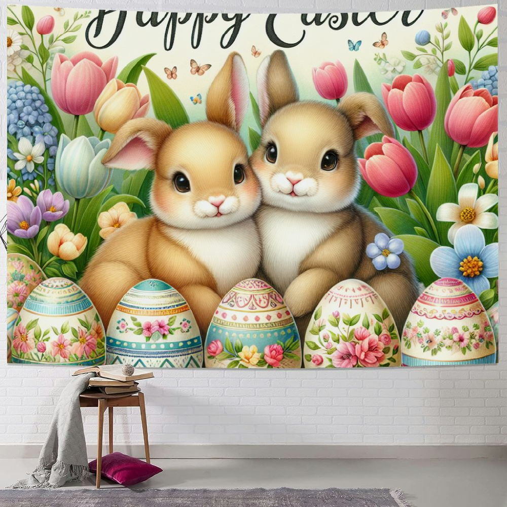 JEUXUS Easter Festival Bunny Egg Wall Art Tapestry (Multiple SKUs ...