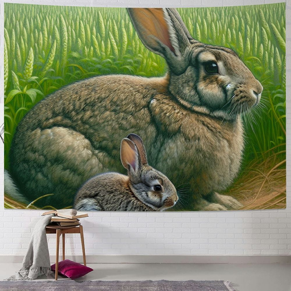 JEUXUS Easter Gallery Vintage Rabbit Bunny Flower Retro Spring Wall Art ...