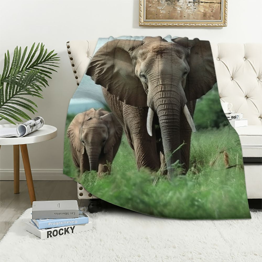 JEUXUS Elephant Blanket Soft Flannel Throw Blankets Gift for Girls Boys ...