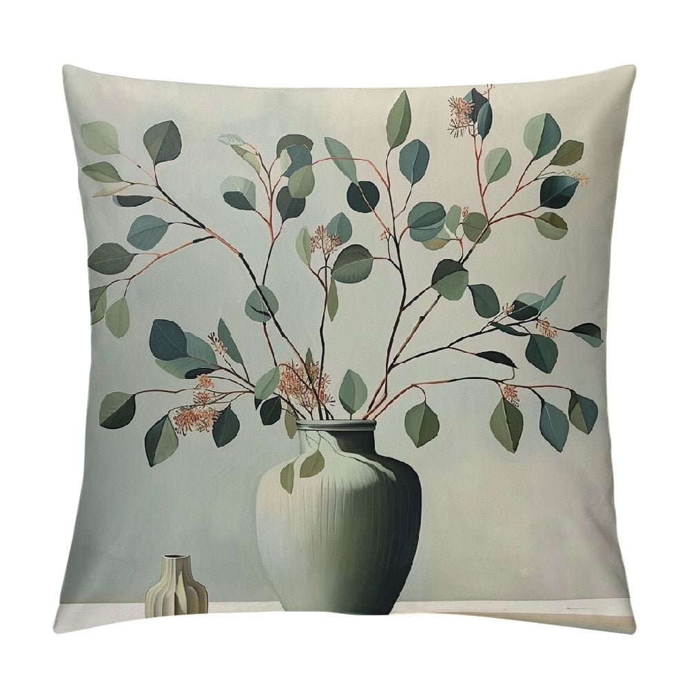RUIYC Eucalyptus Throw Pillow Cover Simple vase Plant Green Patterned ...