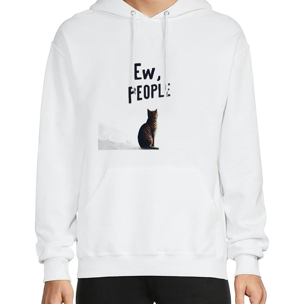 JEUXUS Ew, People Black Cat Vintage Retro – Funny Cat Pullover Hoodie ...
