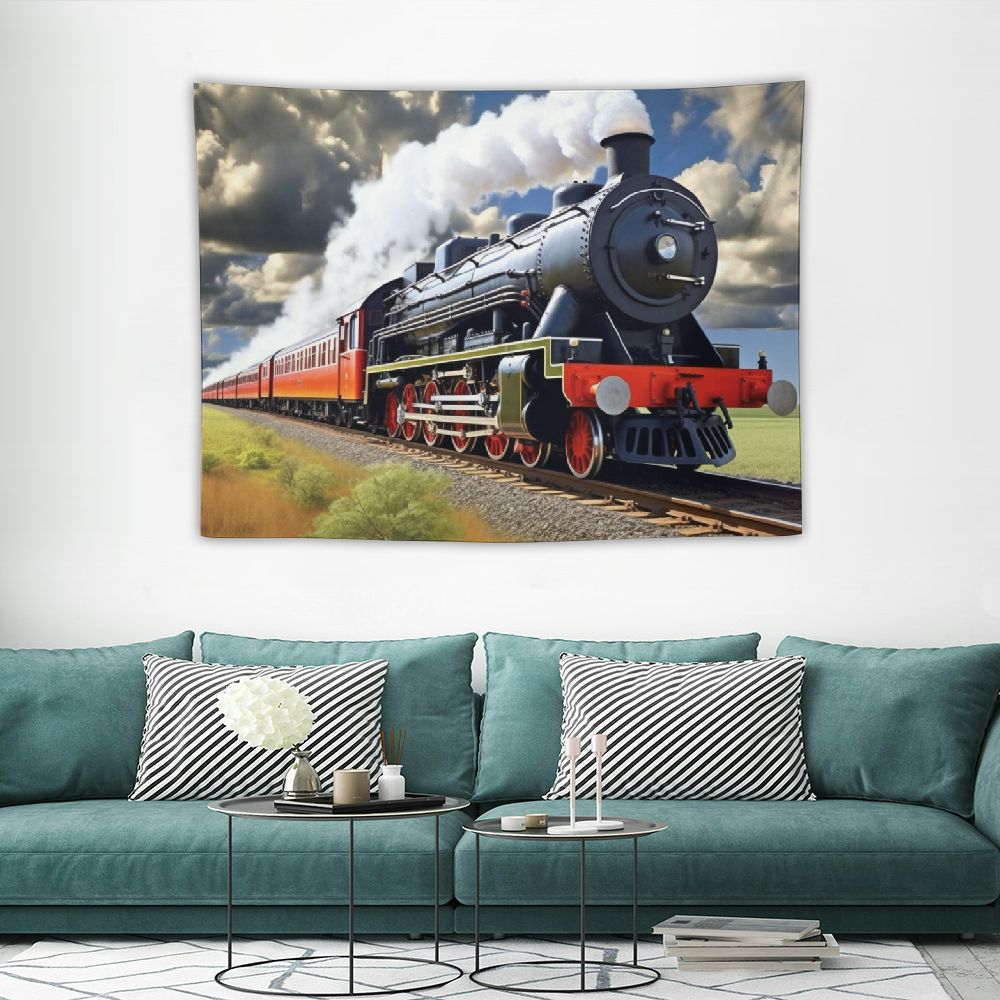 JEUXUS Fabric Vintage Steam Locomotive Train Photography Backdrop Old ...