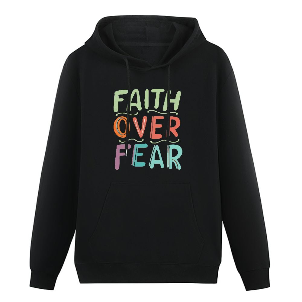 JEUXUS Faith Over Fear Hoodie - Christian Womens Hoodie; God Words On ...
