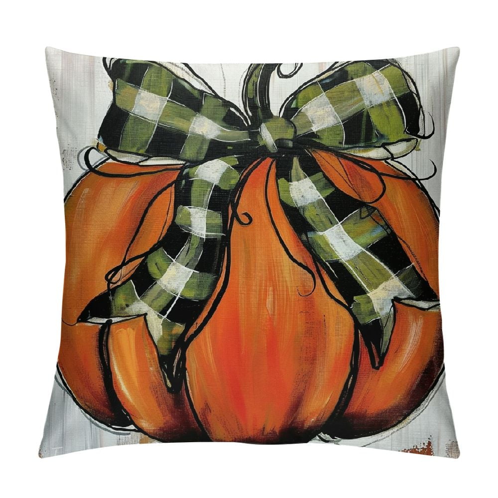 JEUXUS Fall Pillow Covers Autumn Pumpkin Buffalo Plaid Throw Pillow ...
