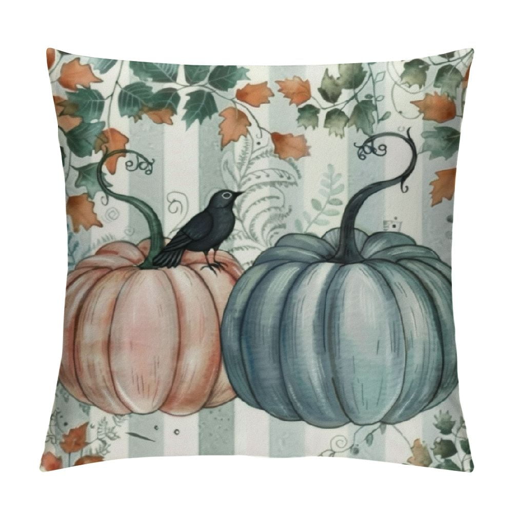 JEUXUS Fall Pillow Covers Autumn Throw Pillow Case Pumpkin Maple Leaves ...