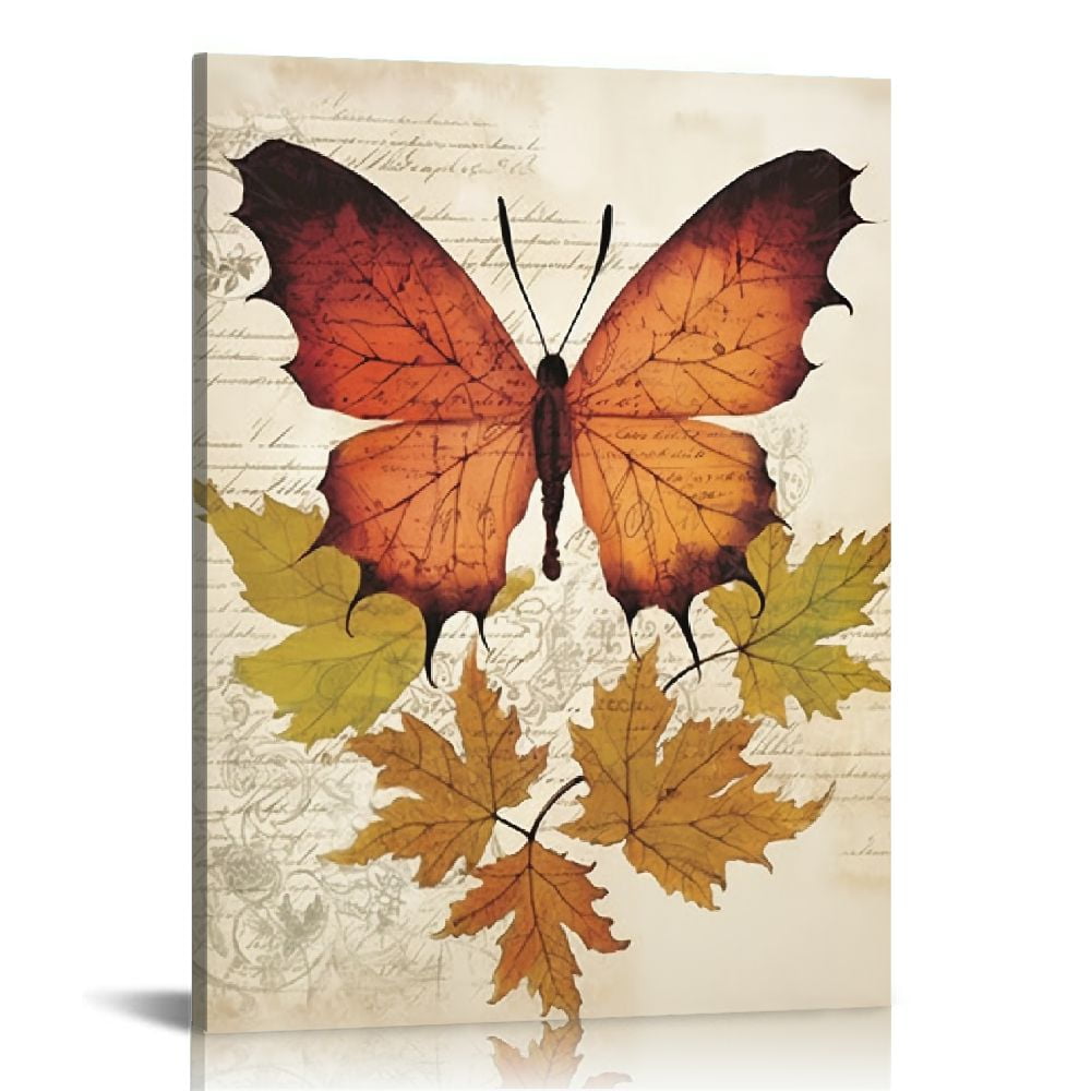 JEUXUS Fall Prints, Fall Wall Art, Rustic Fall Maple Leaf Pumpkin ...