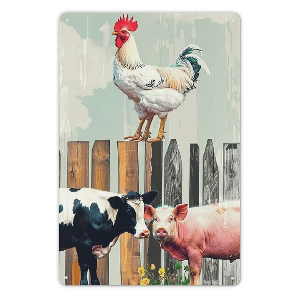 JEUXUS Farm Animals Metal Art Hanging Sign 8x12in - Walmart.com
