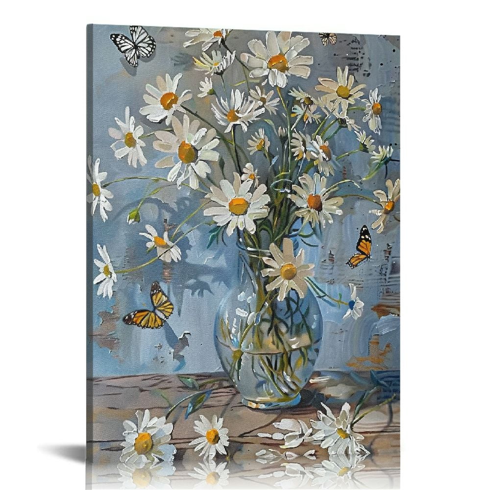 JEUXUS Farmhouse Daisy Wall Art Rustic Daisy Flower Pictures Wall Decor ...