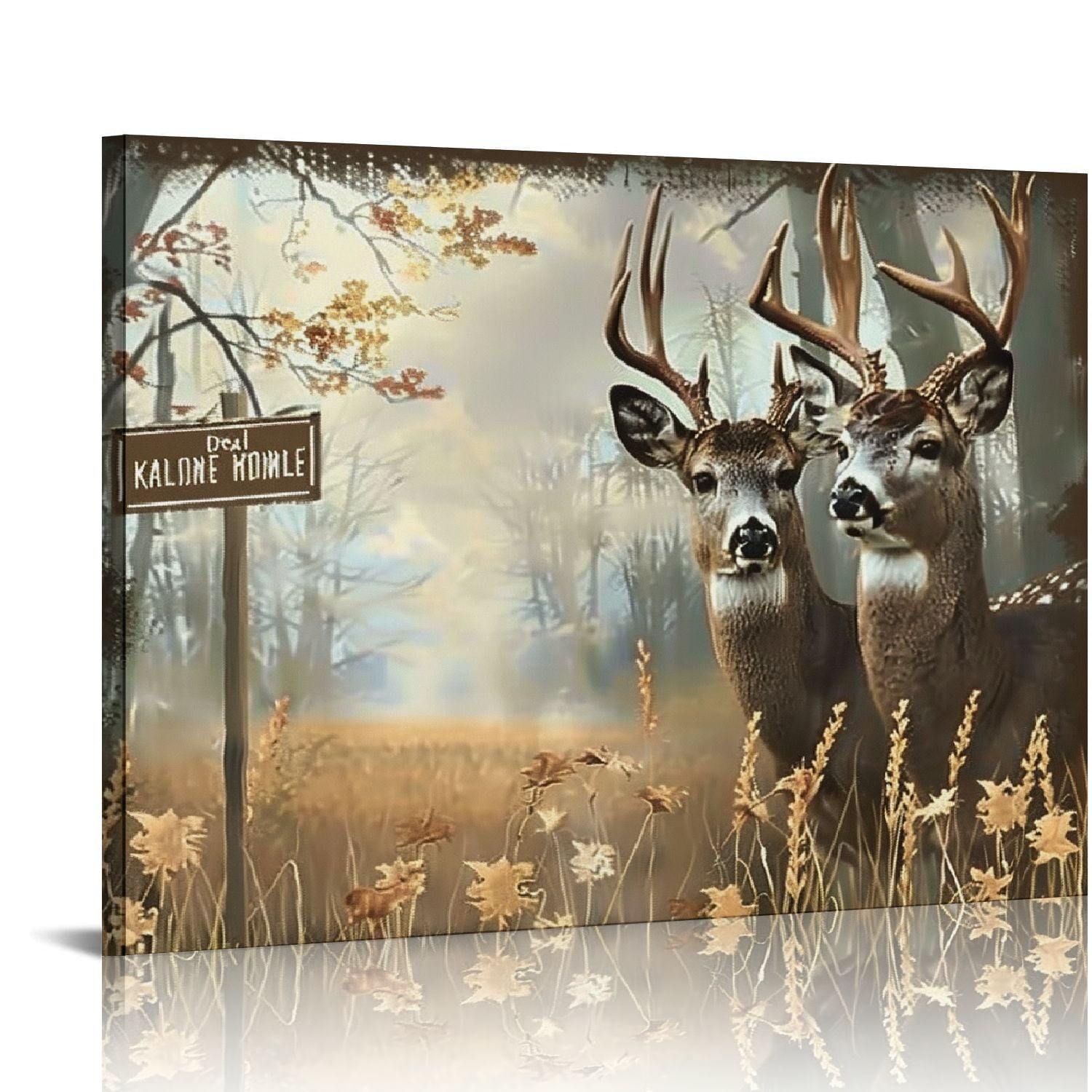 JEUXUS Farmhouse Deer Wall Art Rustic Wildlife Elk Wall Decor Country ...