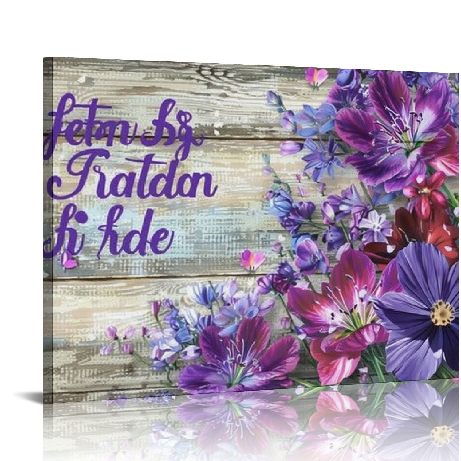 JEUXUS Farmhouse Purple Tulips Floral Bathroom Decor Wall Art Rustic ...