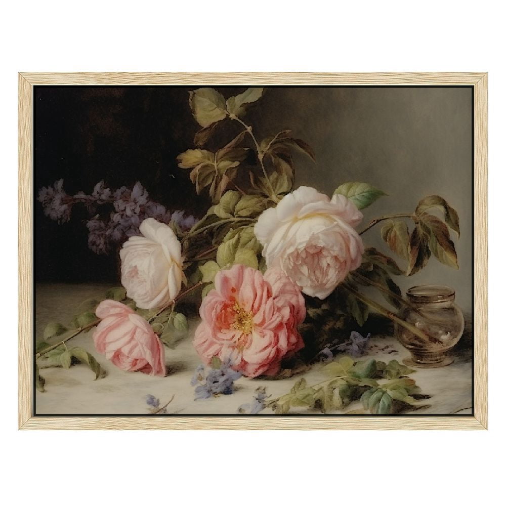 JEUXUS Farmhouse Still Life Pictures Living Room - Neutral Pink Rose ...