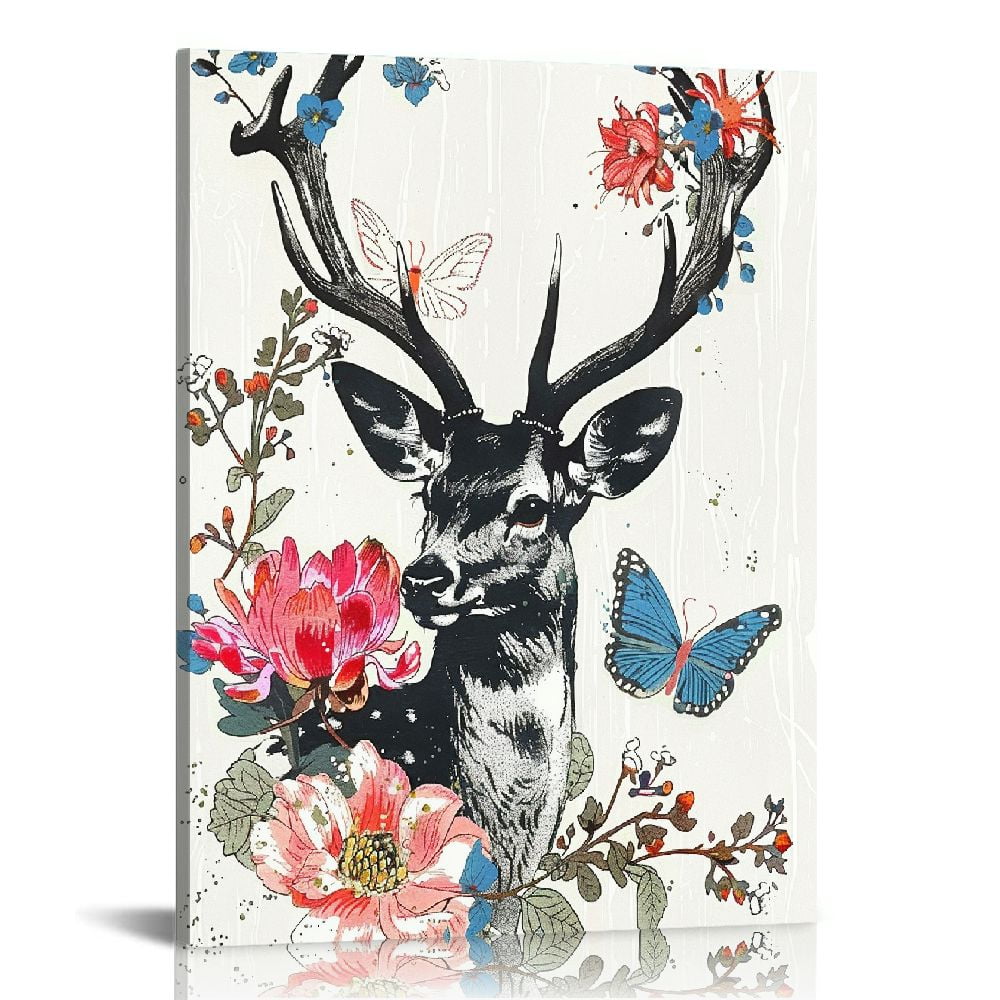 JEUXUS Farmhouse Style Deer Wall Decor - Shabby Chic Wall Decor - Elk ...