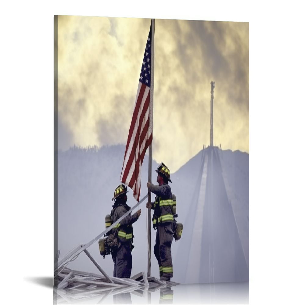 RUIYC Firefighters Flags on The at World Center Poster Canvas Pictures ...