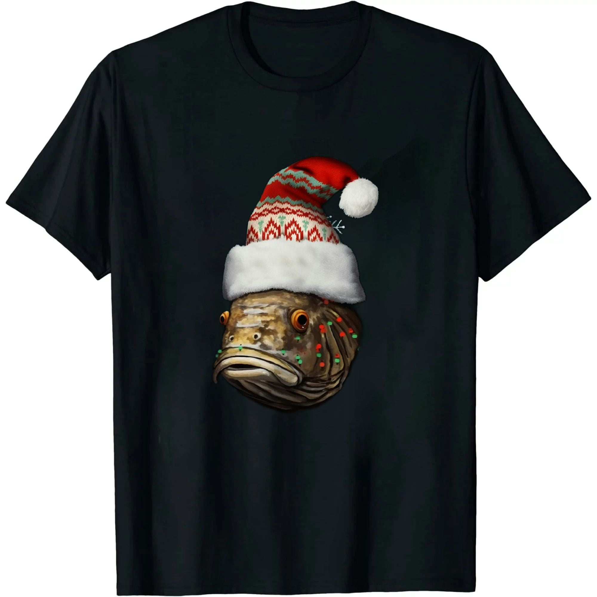 JEUXUS Fish Xmas Santa Hat Goliath Grouper Ugly Christmas T-Shirt ...
