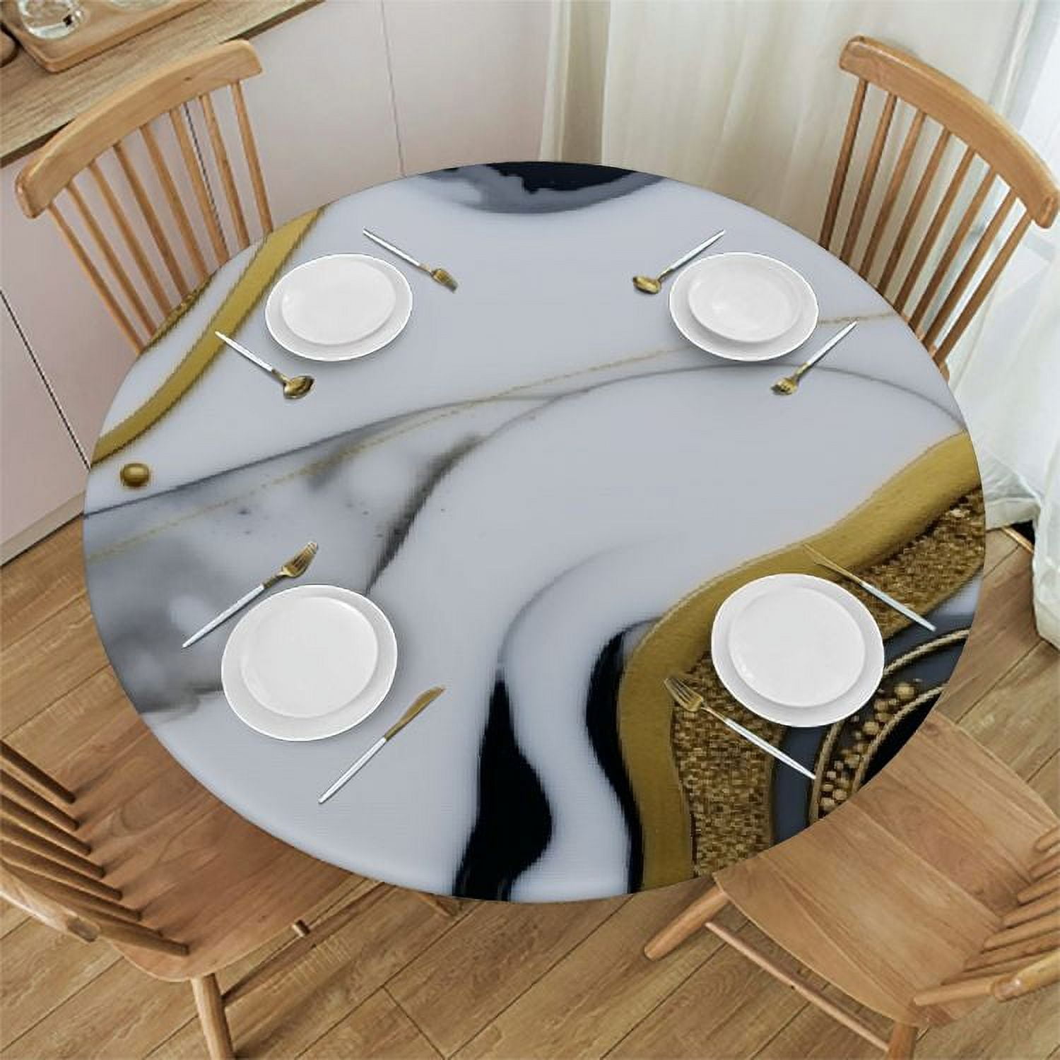 RUIYC Fitted Tablecloth Round,Elastic Edge Table Covers, Polyester ...