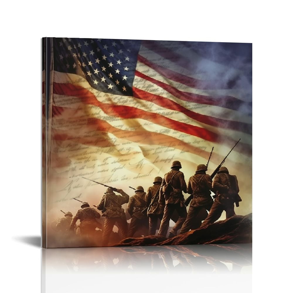 JEUXUS Flag Wall Decor, American Flag Wall Art, Military Wall Art ...
