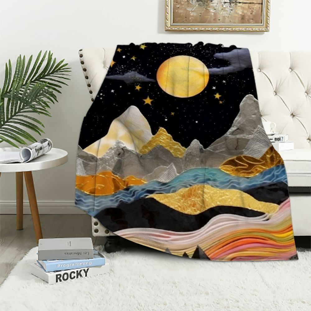 JEUXUS Flannel Blanket (Universal 1) Durable and Long-lasting The Moon ...