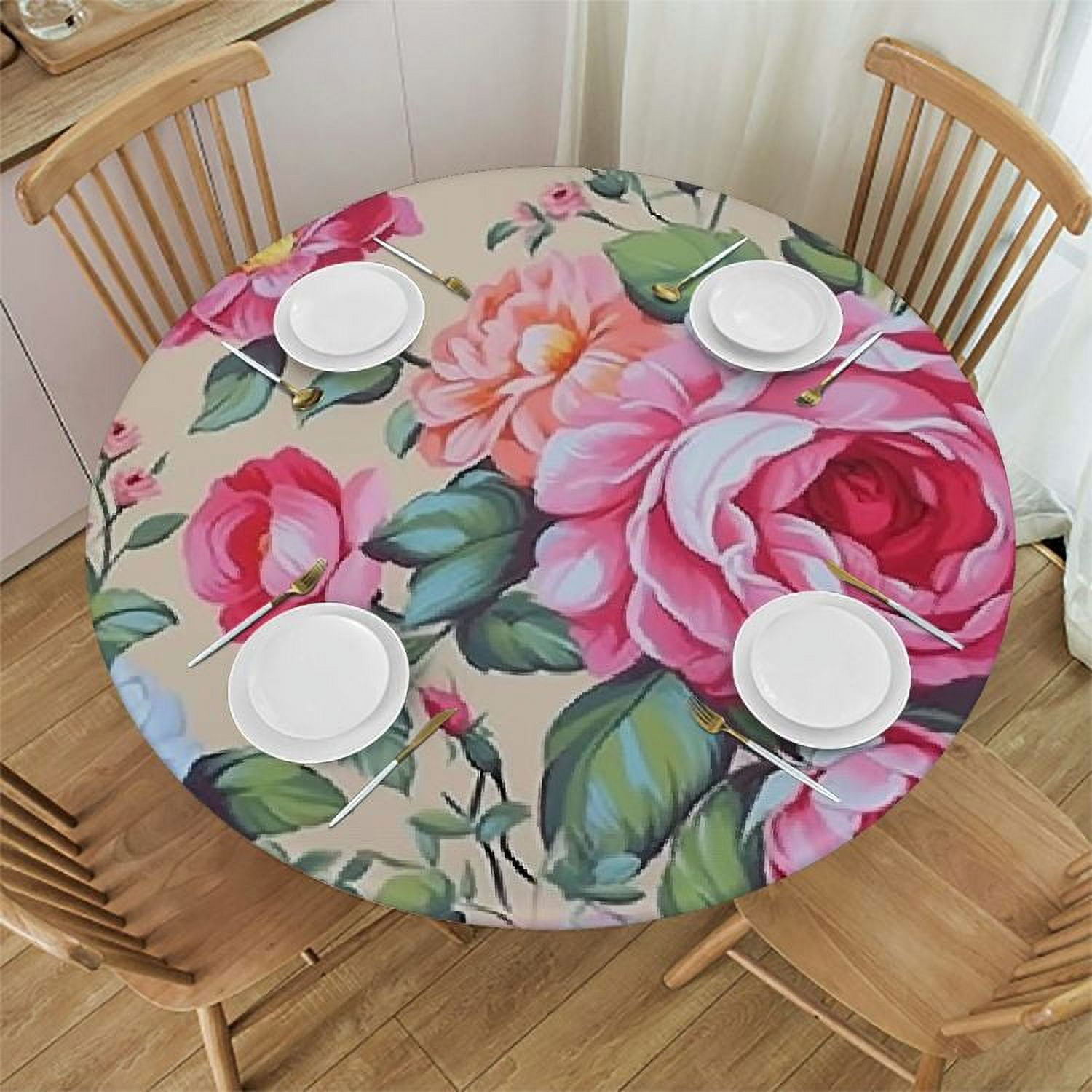 JEUXUS Floral Pink Rose Tablecloth, Table Cover for Wedding, Birthday ...