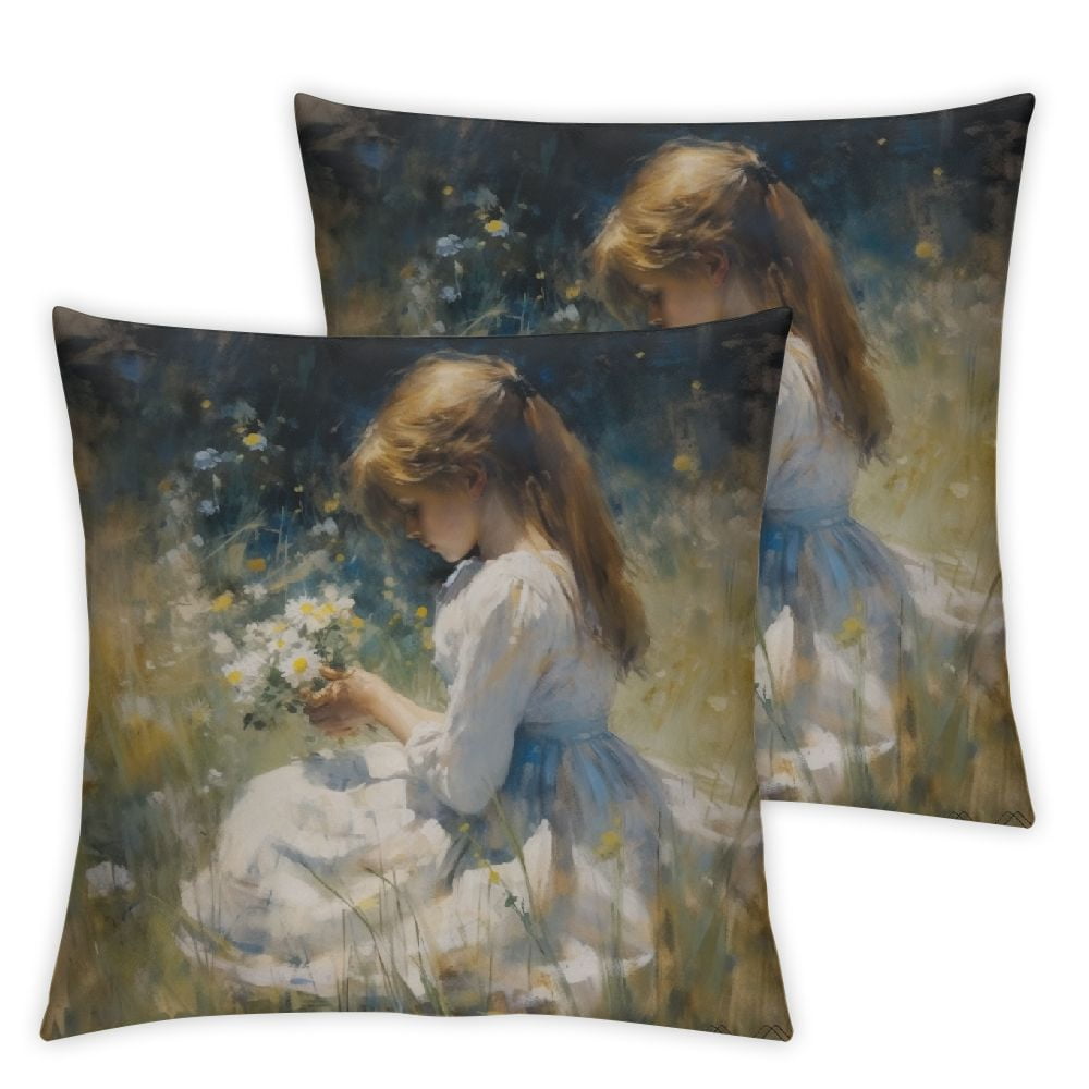 Jeuxus Flower Girl 2 Piece Short Plush Pillowcase Set Universal 1