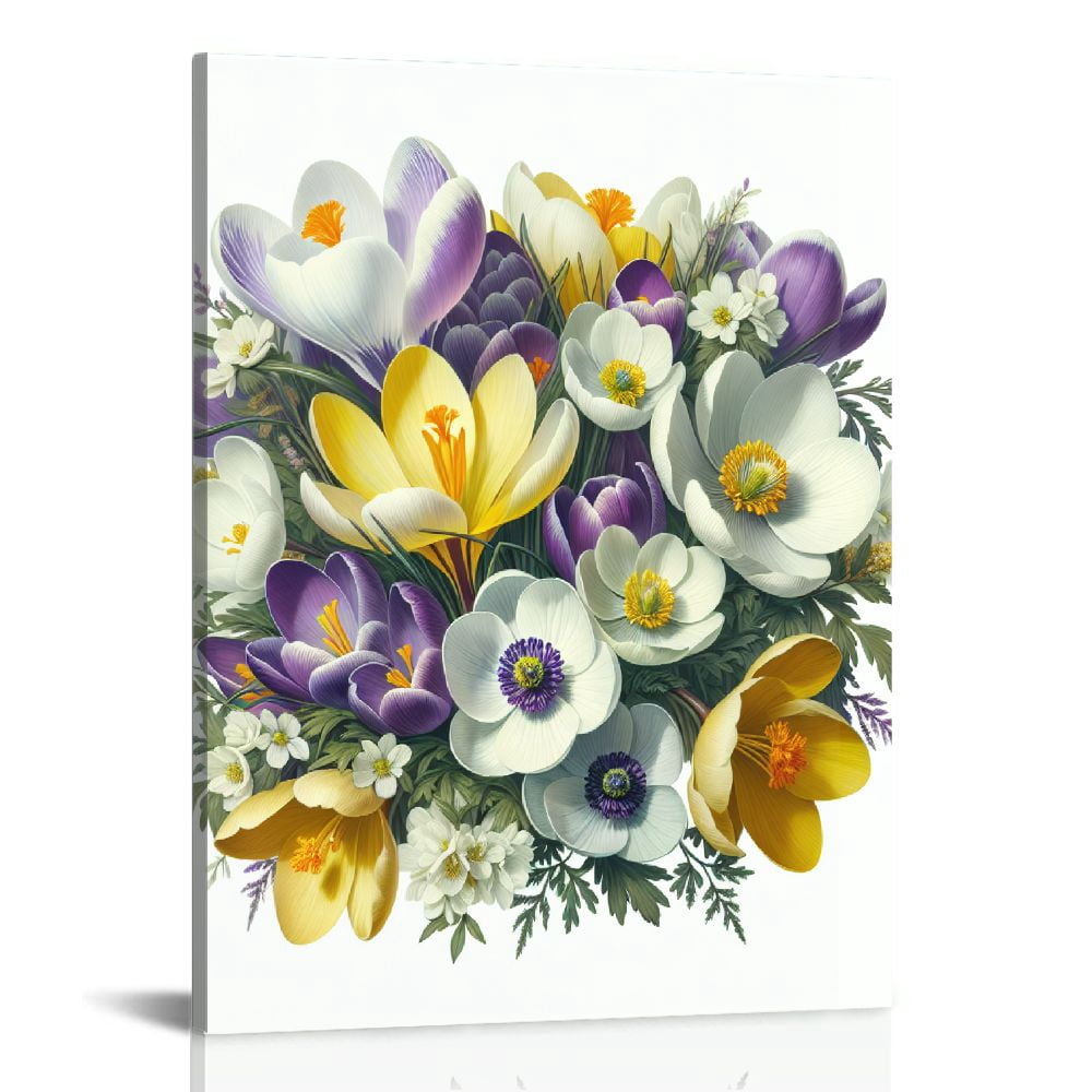 JEUXUS Flowers Canvas Wall Art, Crocuses Flowers Pictures for Wall ...