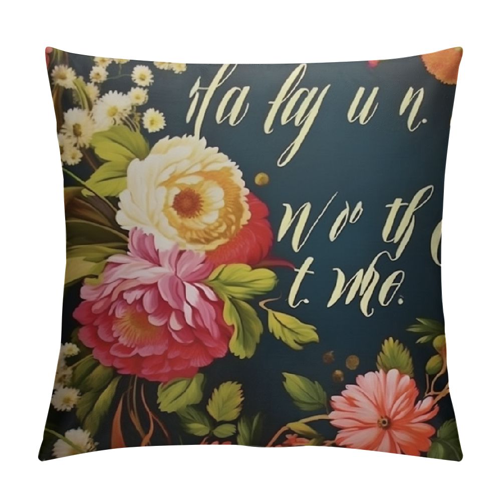 JEUXUS Flowers Pillow Covers Christian Quotes Farmhouse Oblong ...