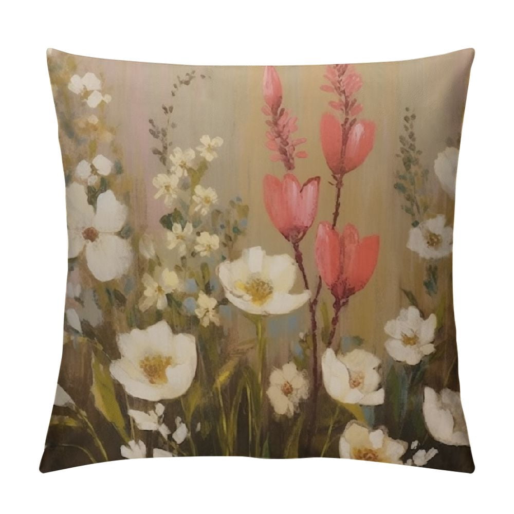JEUXUS Flowers Pillow Covers Farmhouse Throw Pillow Covers Set Modern ...