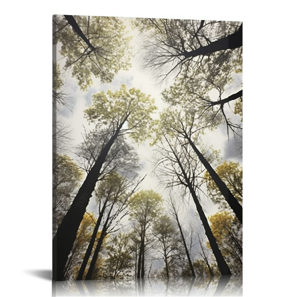 JEUXUS Forest Wall Art Large Grey Tree Pictures Black and White Gray ...