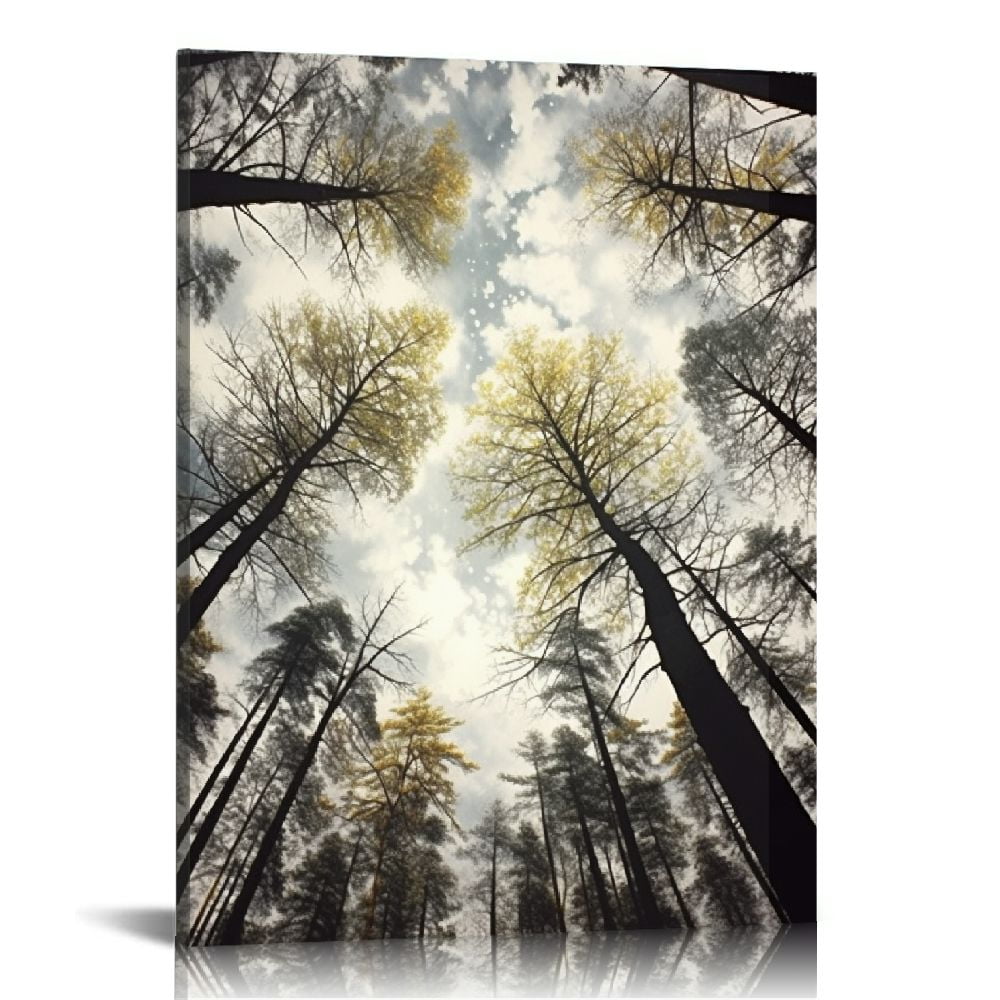 JEUXUS Forest Wall Art Large Grey Tree Pictures Black and White Gray ...
